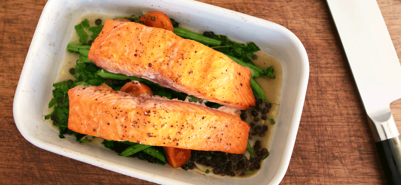 Salmon Tray Bake for David Lloyd Clubs | TheoCooks
