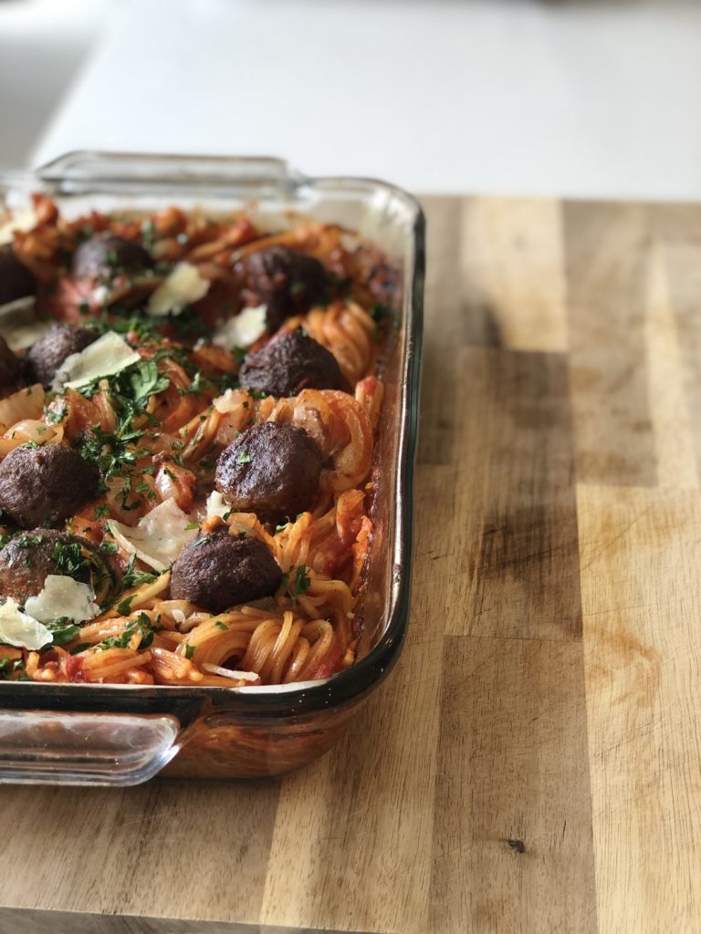 Spaghetti Tray Bake - Baked Sausage Pasta Recipes | TheoCooks