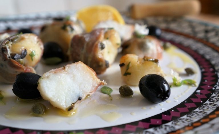 Monkfish Kebabs with Pancetta | Monkfish Recipe | TheoCooks
